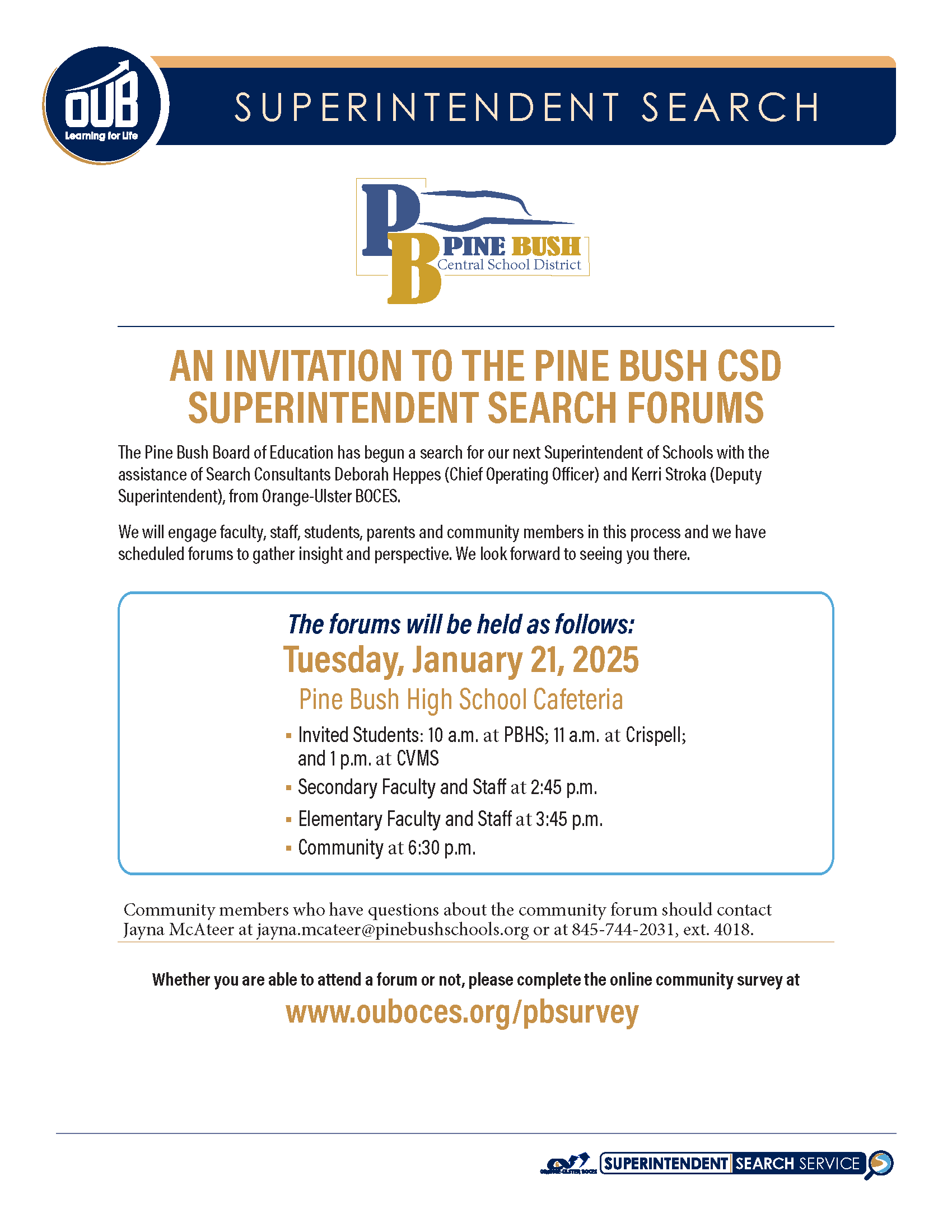 Superintendent Search - Pine Bush Central School District